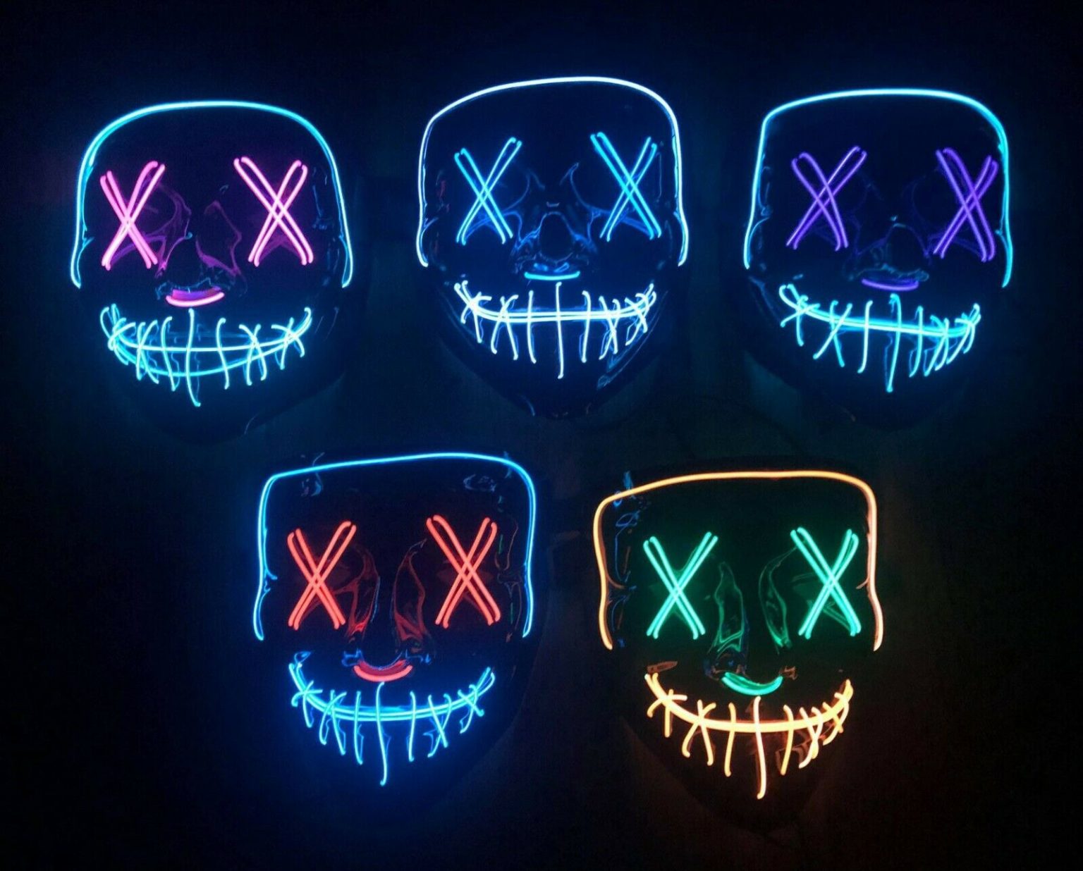 Purge EL Wire LED Glow Mask – YELLOW GREEN - Acid Halloween Masks are ...
